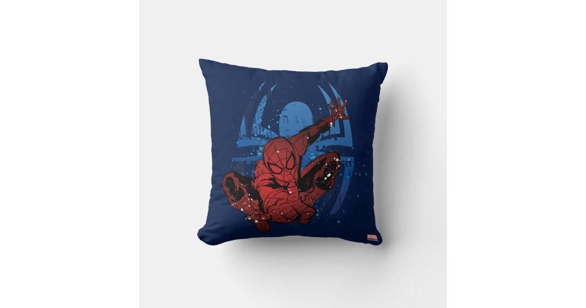 Spider-Man Paint Splatter & Logo Graphic Throw Pillow | Zazzle