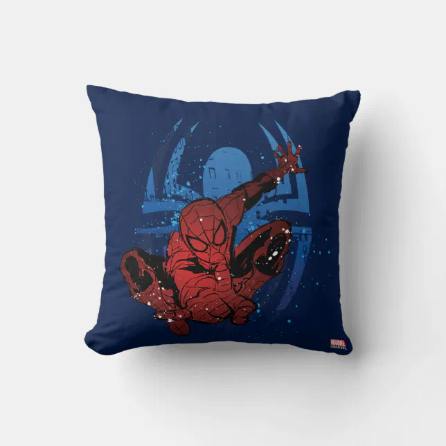 Spider-Man Paint Splatter & Logo Graphic Throw Pillow | Zazzle