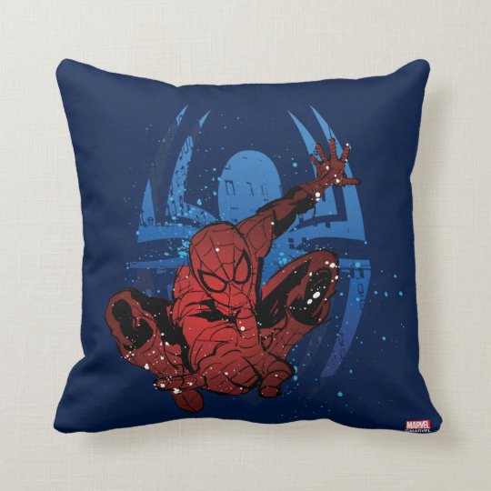 Spider-Man Paint Splatter & Logo Graphic Throw Pillow | Zazzle.com