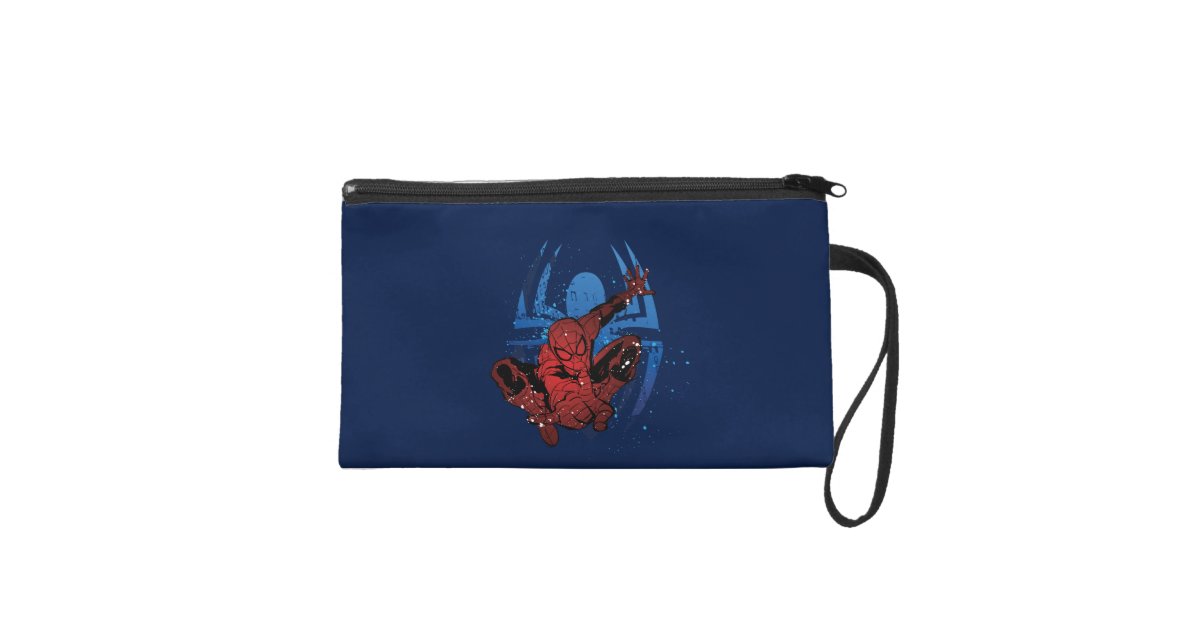 Spider-Man Paint Splatter & Logo Graphic Wristlet Purse | Zazzle