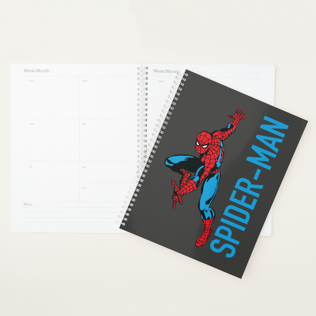 Spider-Man Pose With Name Planner | Zazzle