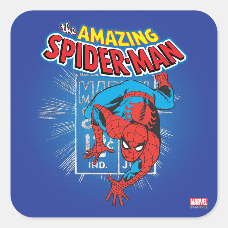 Spider-Man Retro Price Graphic Square Sticker | Zazzle