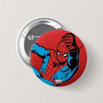 Spider-Man Retro Swinging Kick Button | Zazzle