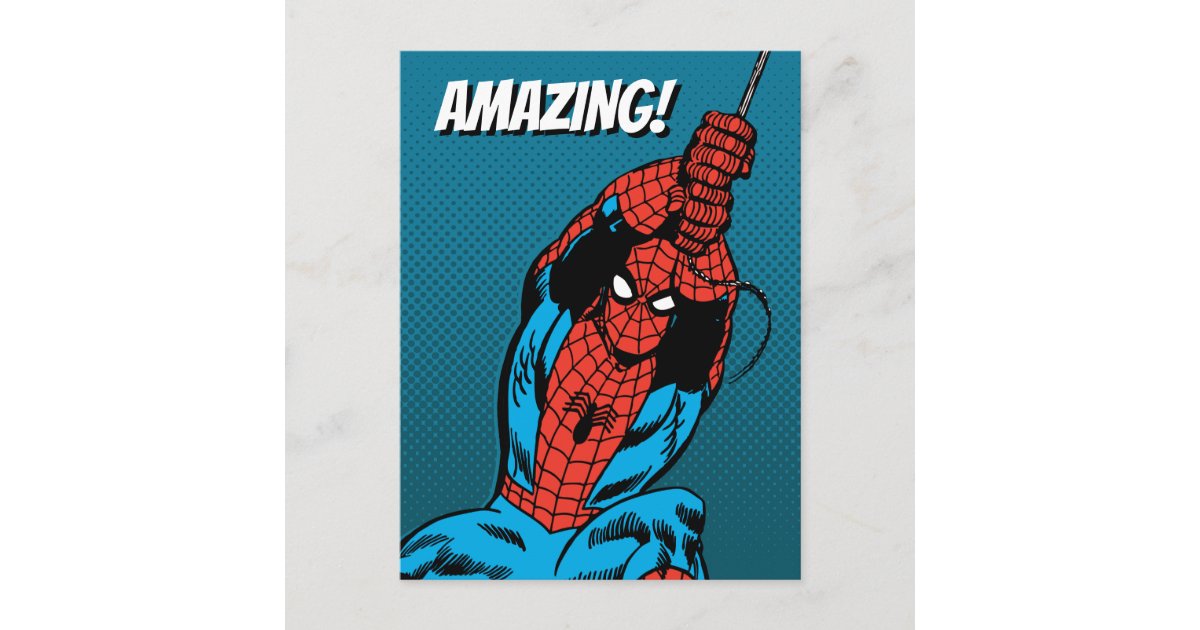 Spider-Man Retro Web Swing Postcard | Zazzle
