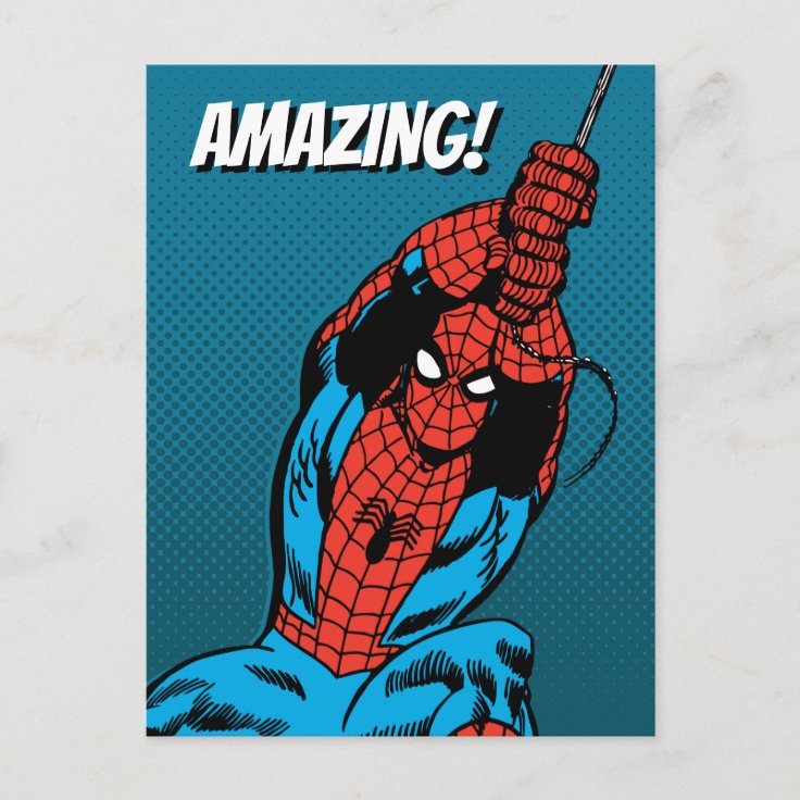 Spider-Man Retro Web Swing Postcard | Zazzle
