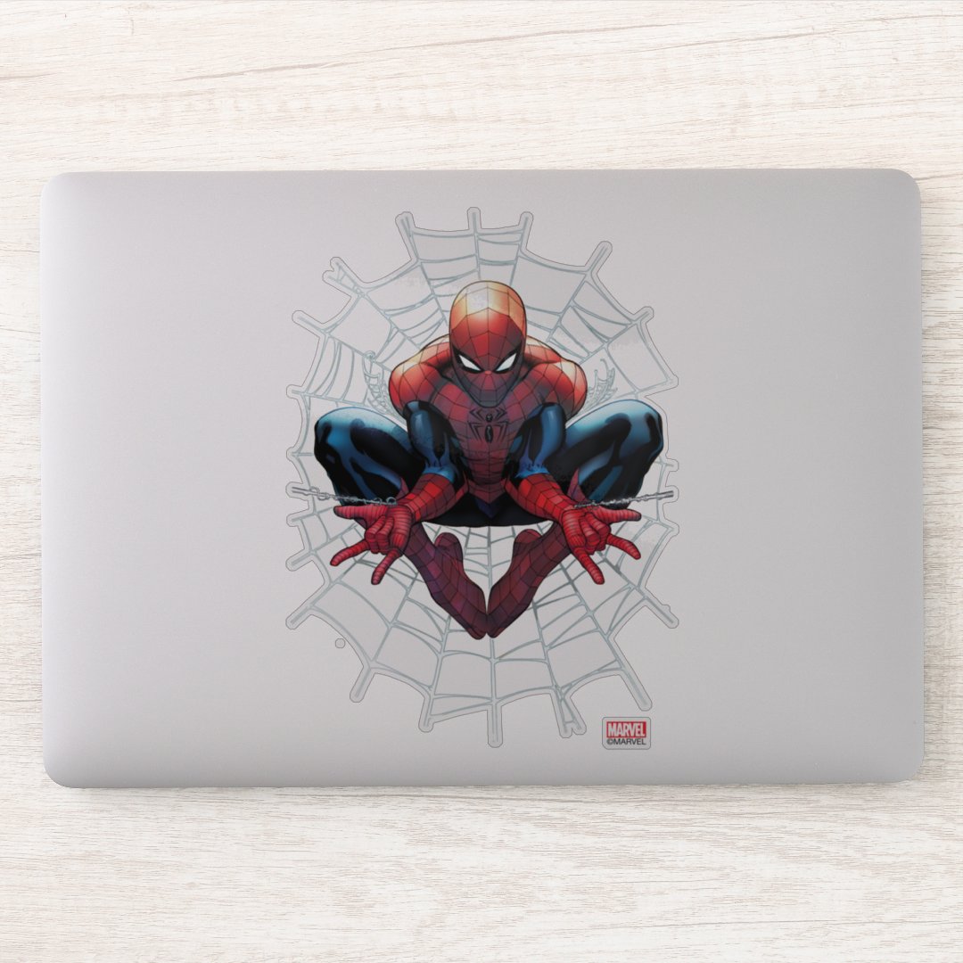 Spider-Man | Sitting In A Web Sticker | Zazzle