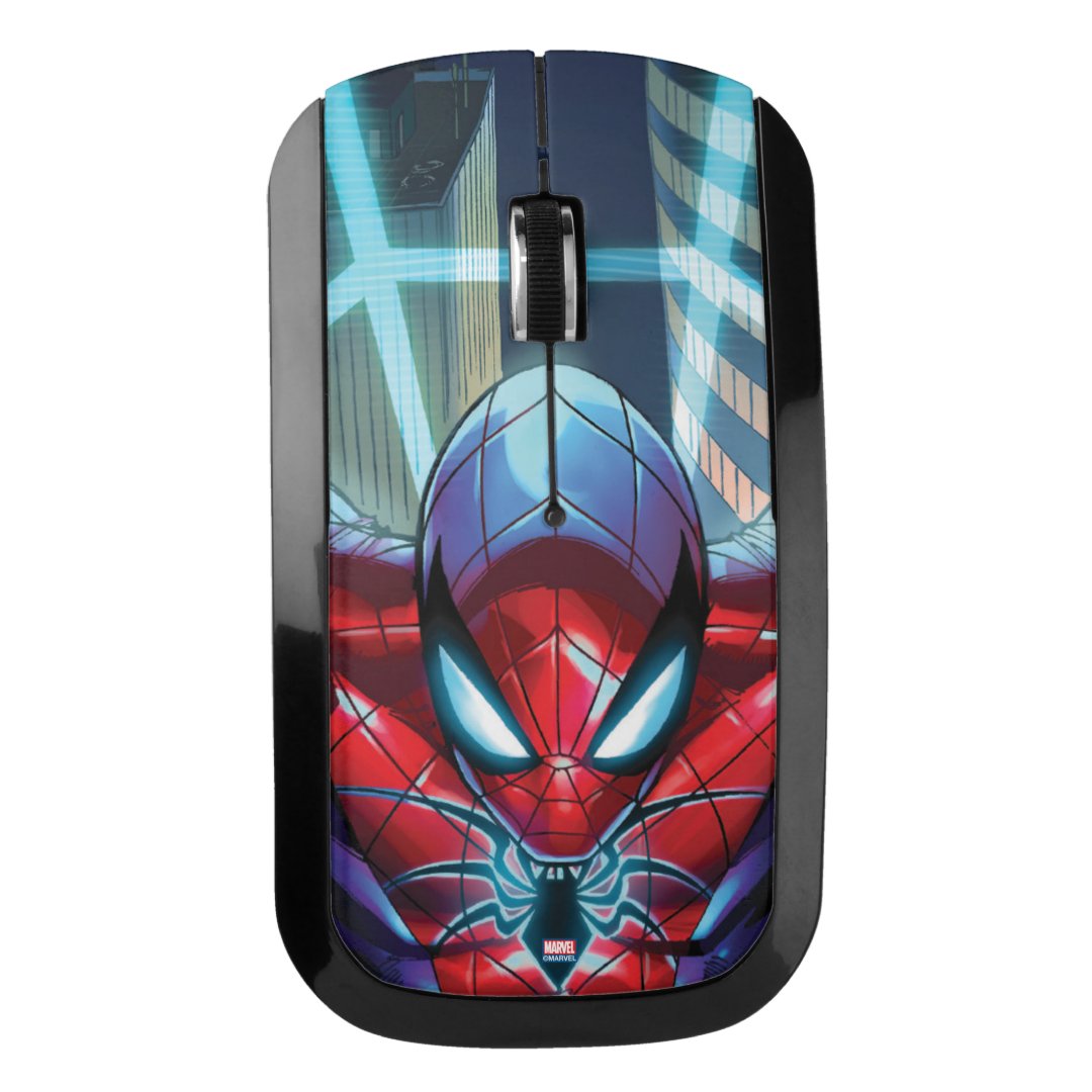 Spider-Man | Swinging Over City Glow Wireless Mouse | Zazzle