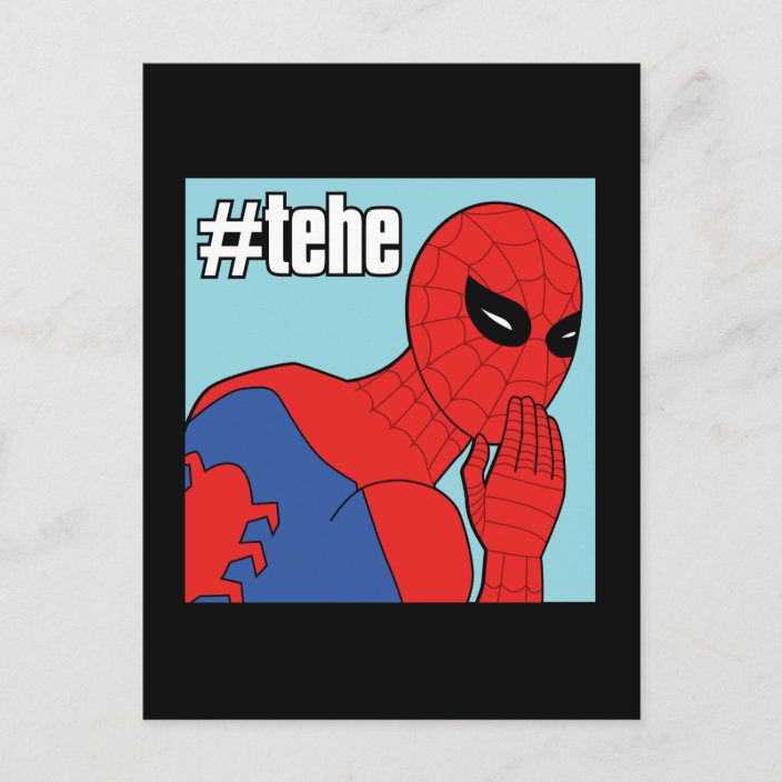 Spider-Man #tehe Laughing Meme Graphic Postcard | Zazzle.com
