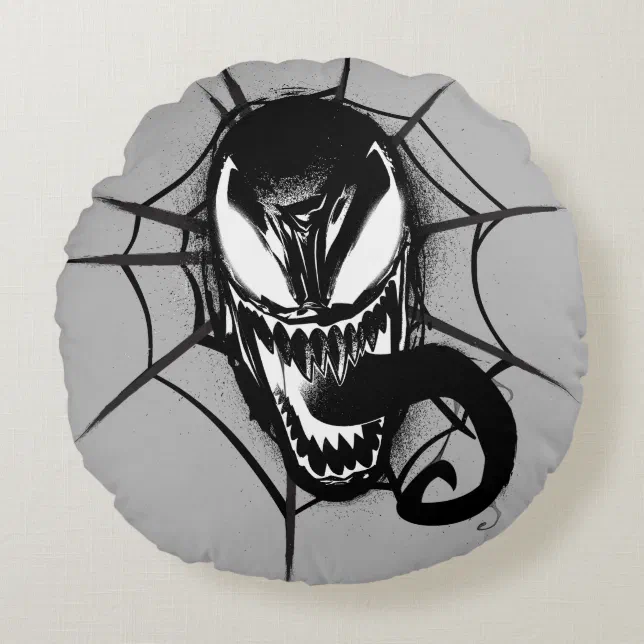 Spider-Man | Venom Head In Web Graphic Round Pillow | Zazzle
