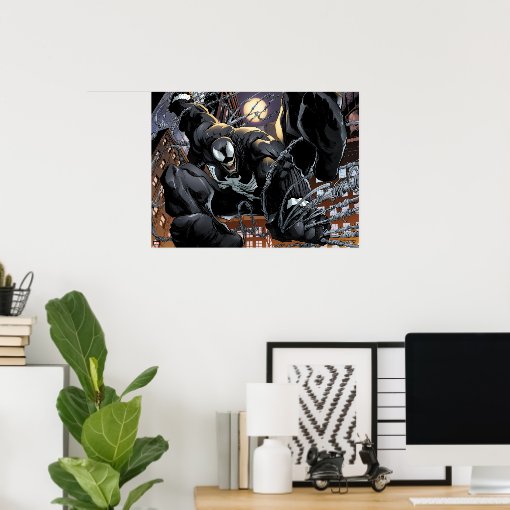 Spider-Man | Venom Web Swinging At Night Poster | Zazzle
