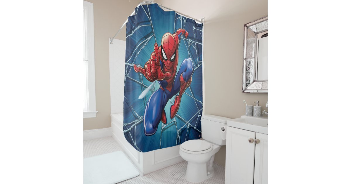 Spider-Man | Web-Shooting Leap Shower Curtain | Zazzle