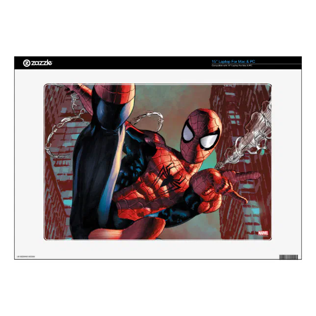 Spider-Man Web Slinging In City Marker Drawing Decals For 15" Laptops ...