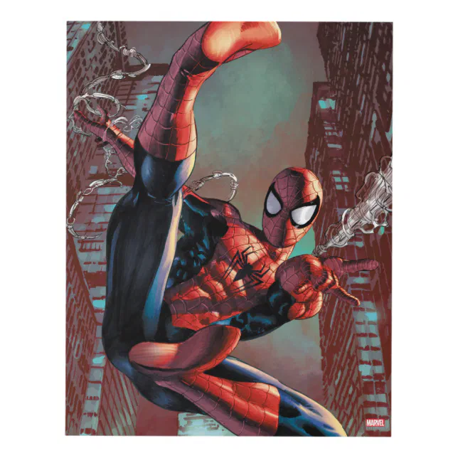 Spider-Man Web Slinging In City Marker Drawing Panel Wall Art | Zazzle