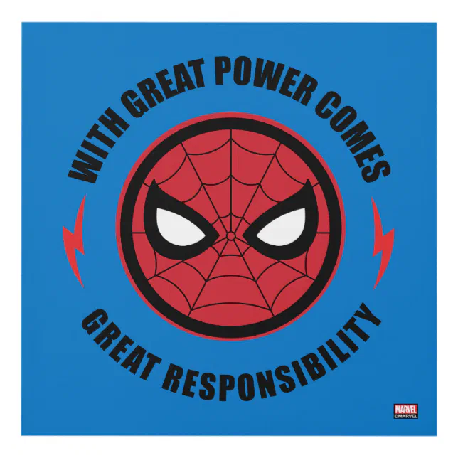 Spider-Man | "With Great Power" Icon Badge Panel Wall Art | Zazzle