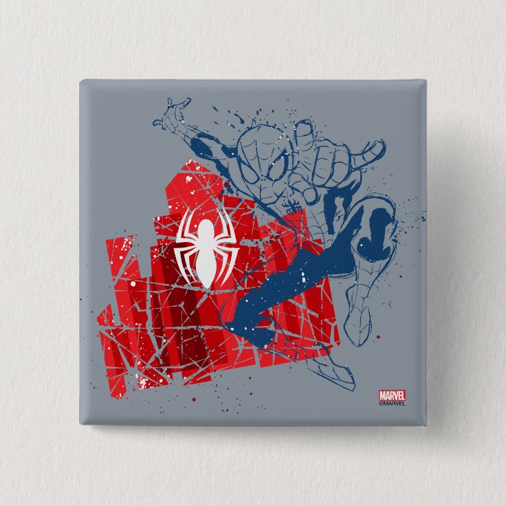Spider-Man Worn Graphic Button | Zazzle