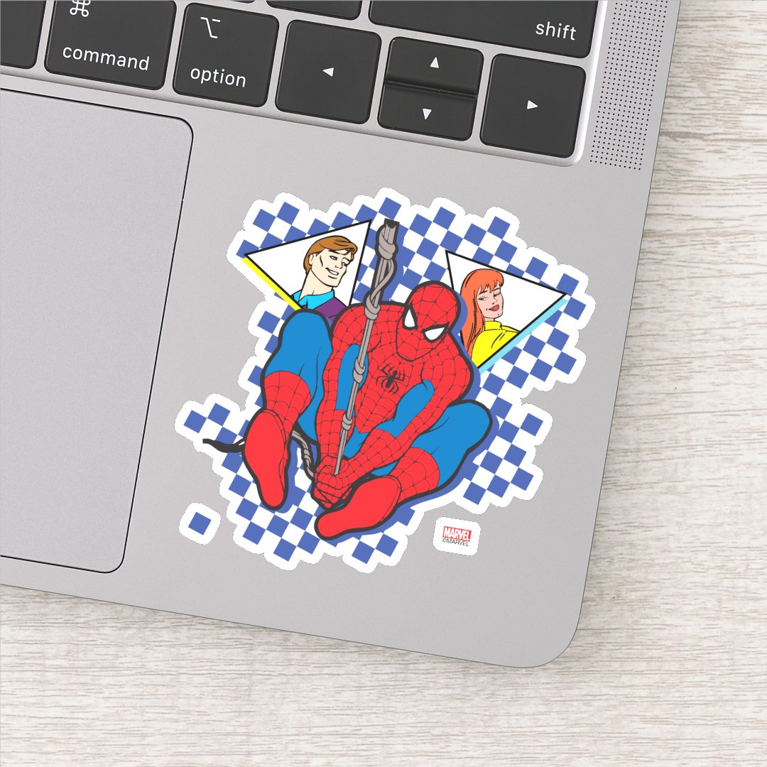 Spider-Man's Peter Parker & Mary Jane Retro Art Sticker | Zazzle