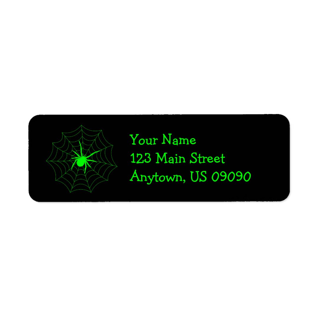 Spider Web Address Labels (Green) | Zazzle