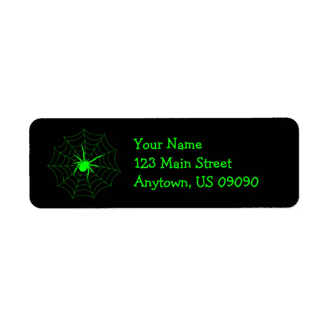 Spider Web Address Labels (Green) | Zazzle
