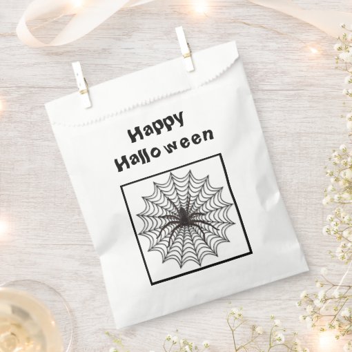 Spider Web And Black Spider Halloween Favor Bag | Zazzle