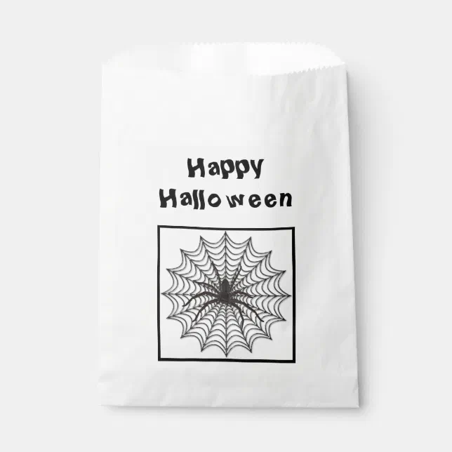 Spider Web And Black Spider Halloween Favor Bag | Zazzle
