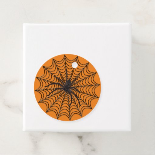 Spider Web Black Spider Halloween Favor Tags | Zazzle