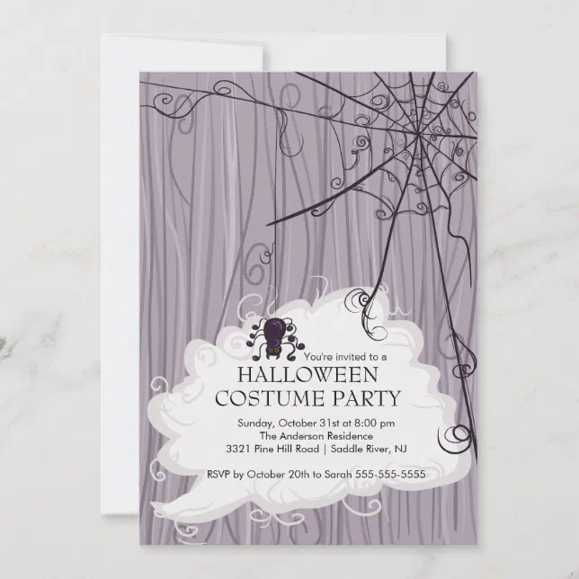 Spider Web Halloween Party Invitations | Zazzle