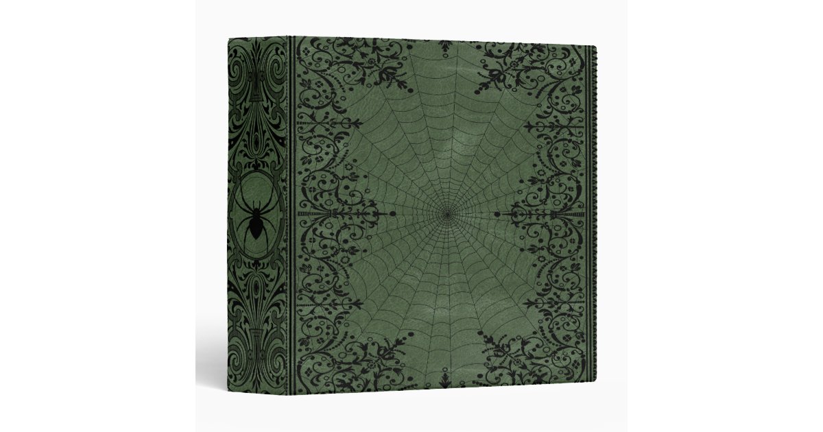 Spider Witch | Sage Green Spiderweb Flourish 3 Ring Binder | Zazzle