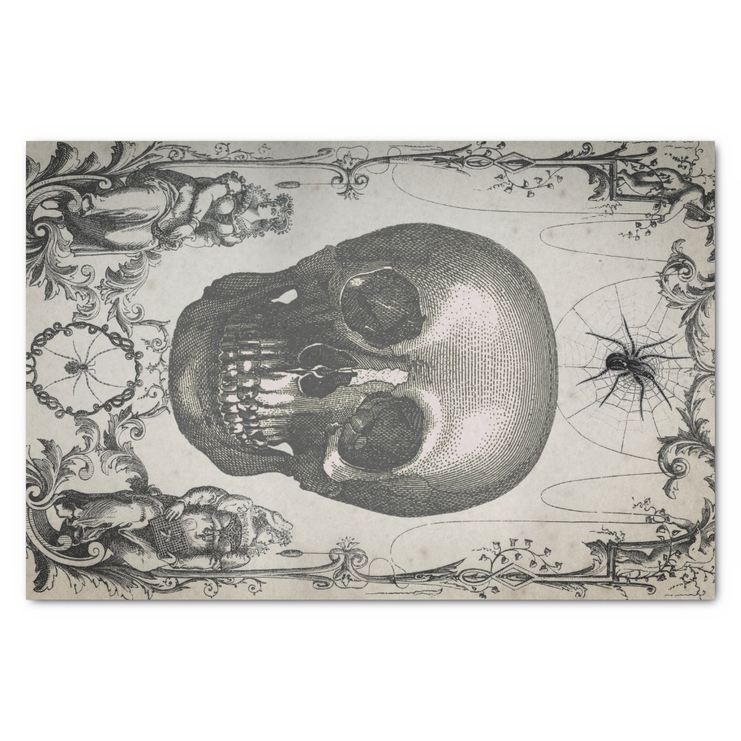 Spiders and Skull Victorian Tissue Paper | Zazzle