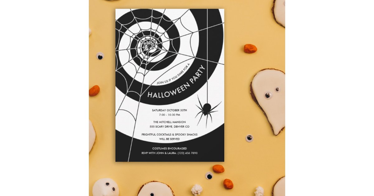 Spiderweb Halloween Party Invitations | Zazzle