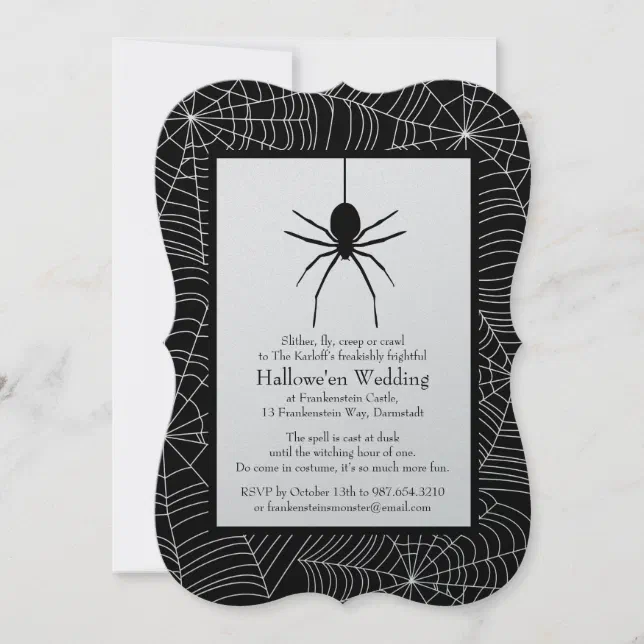 Spiderweb Halloween Wedding Invitation | Zazzle