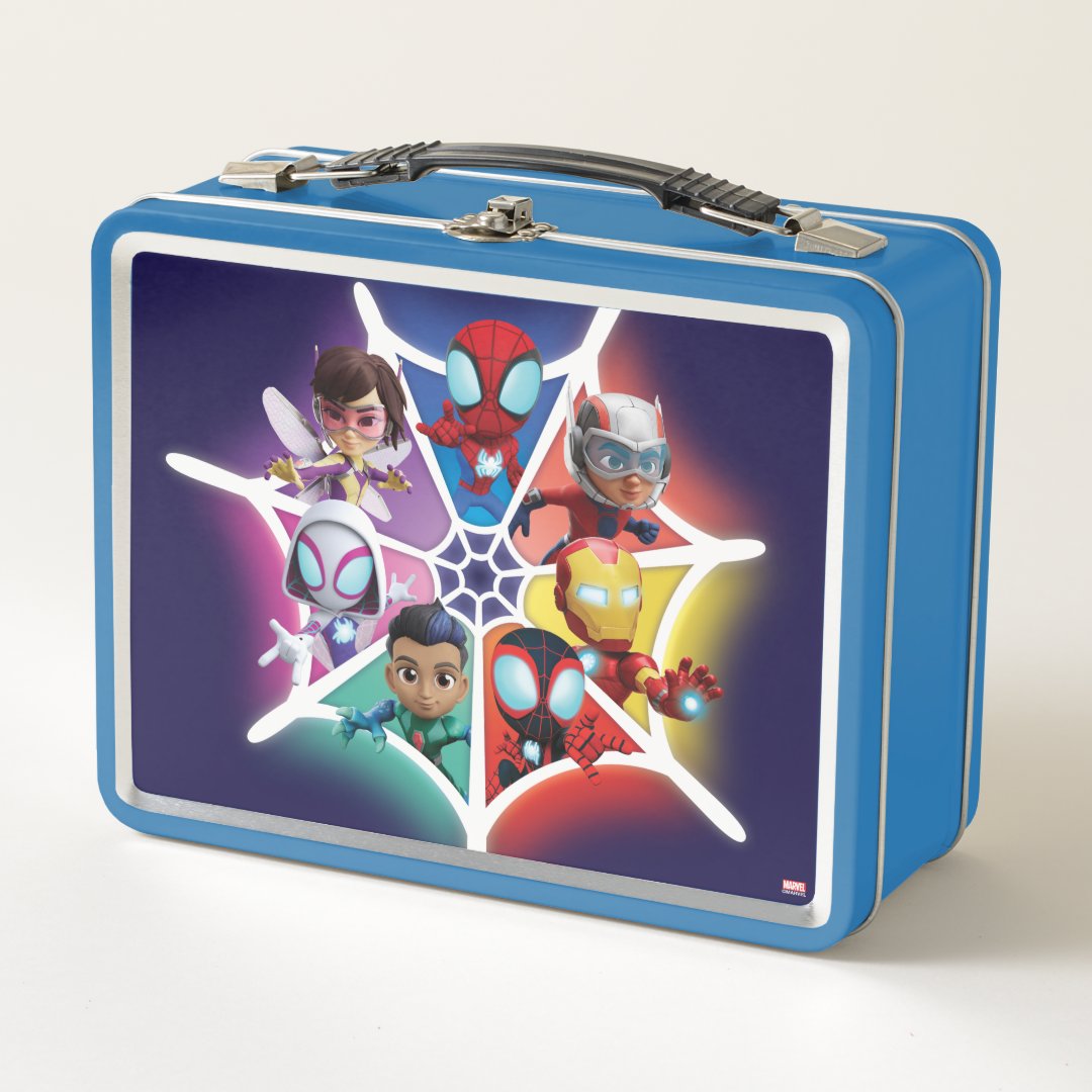 Spidey and his Amazing Friends Glowing Web Graphic Metal Lunch Box | Zazzle