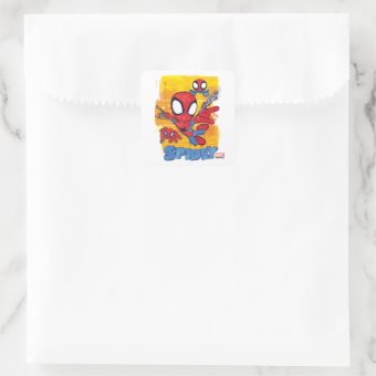 Spidey and TRACE-E Spidey Swing City Sketch Square Sticker | Zazzle