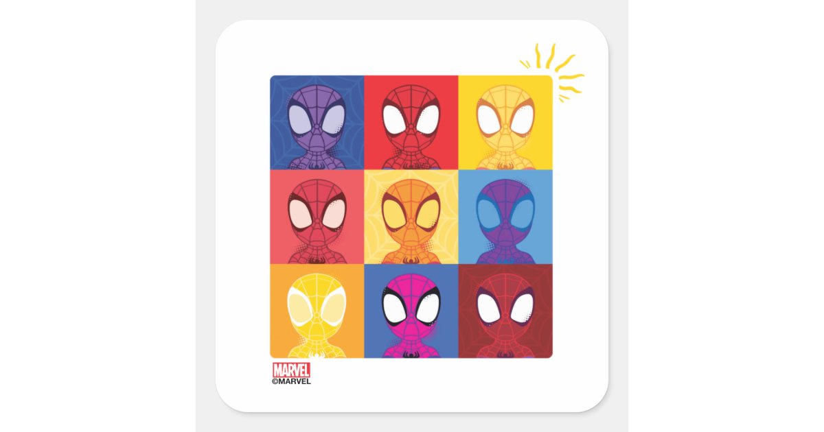 Spidey Color Block Pattern Spidey-Sense Square Sticker | Zazzle