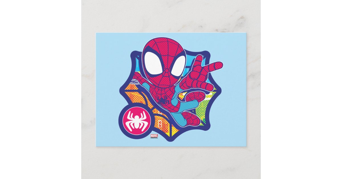 Spidey Comic-Style Web Graphic Postcard | Zazzle
