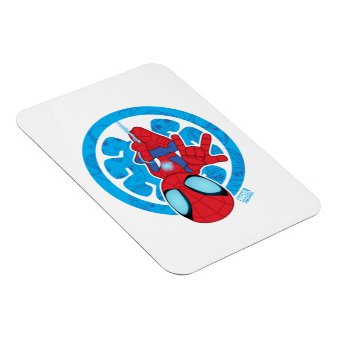 Spidey Hanging Upside Down Logo Villain Collage Magnet | Zazzle