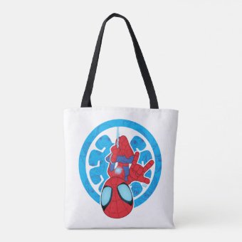Spidey Hanging Upside Down Logo Villain Collage Tote Bag | Zazzle