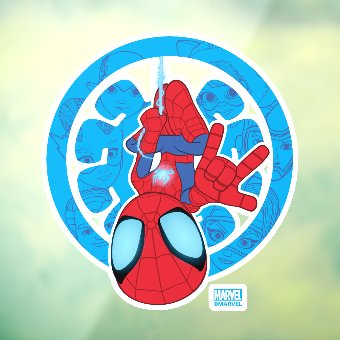 Spidey Hanging Upside Down Logo Villain Collage Window Cling | Zazzle