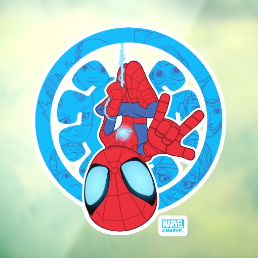 Spidey Hanging Upside Down Logo Villain Collage Window Cling | Zazzle