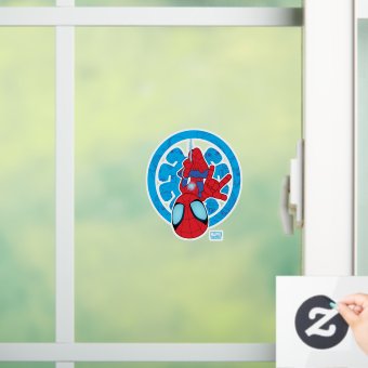 Spidey Hanging Upside Down Logo Villain Collage Window Cling | Zazzle