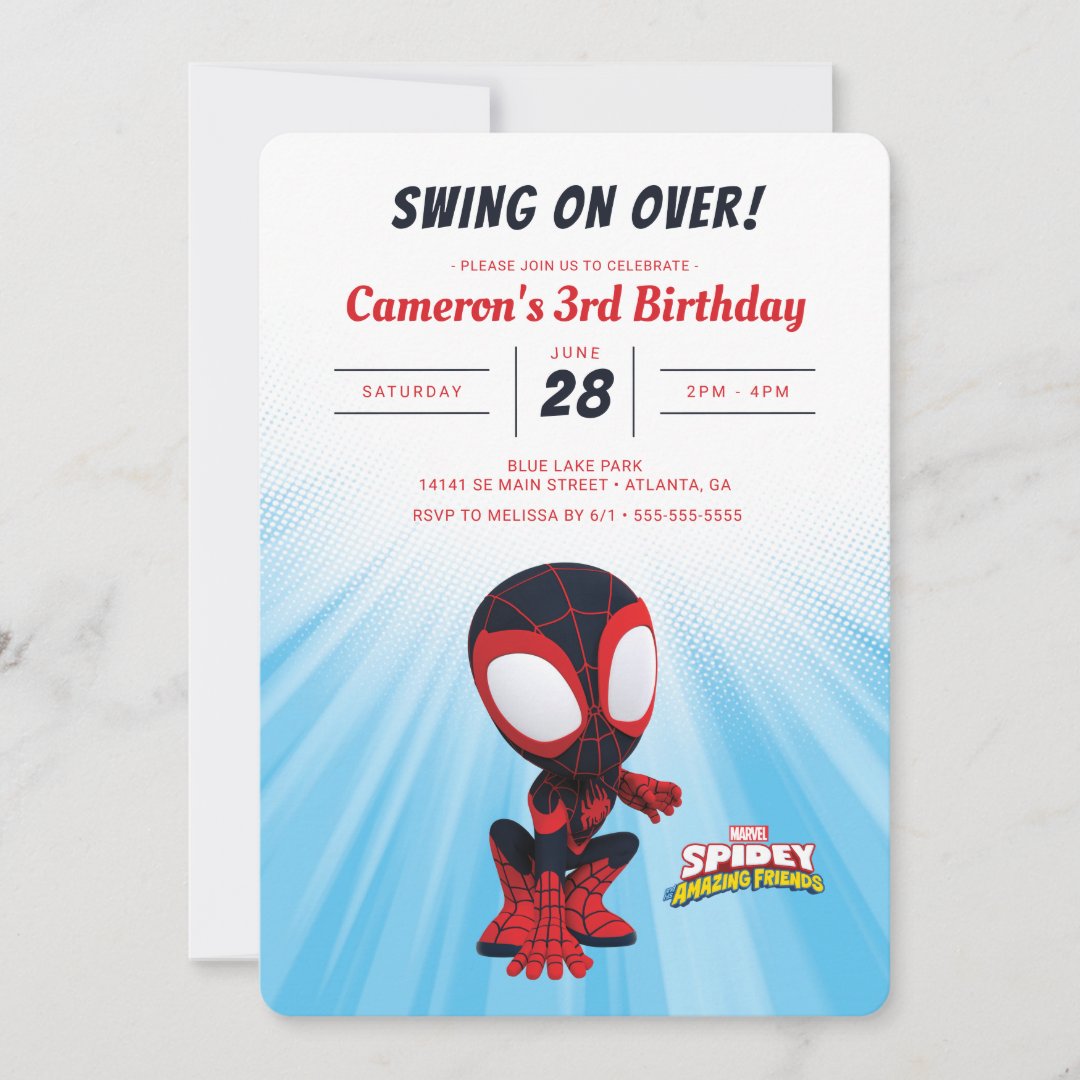 Spidey | Miles Morales Birthday Invitation | Zazzle