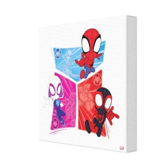 Spidey Team Action Panel Graphic Canvas Print | Zazzle