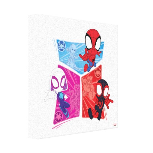 Spidey Team Action Panel Graphic Canvas Print | Zazzle
