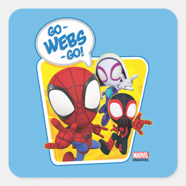 Spidey Team: Go-Webs-Go! Square Sticker | Zazzle