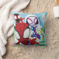 Spidey Team Swinging Through Town Throw Pillow | Zazzle