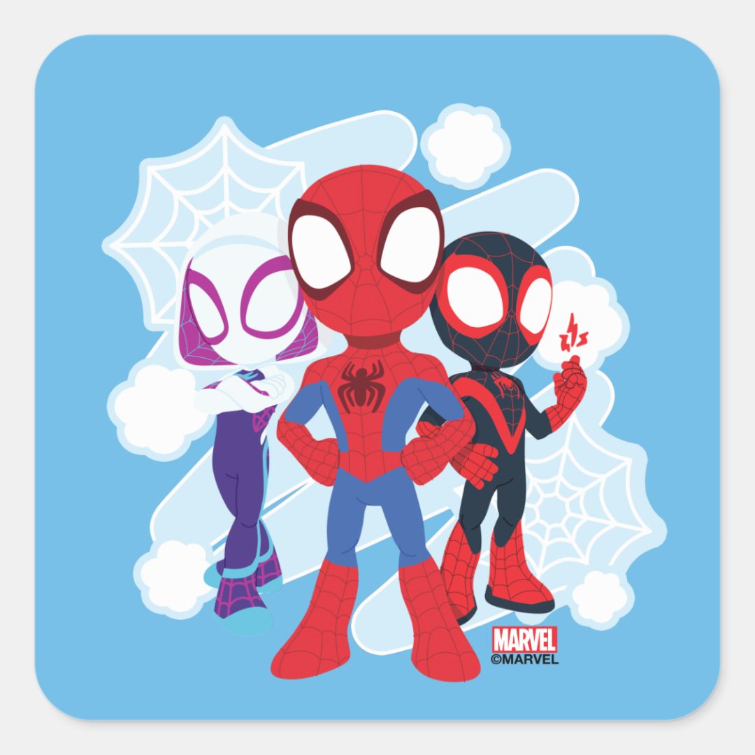 Spidey Team Web Graphic Square Sticker | Zazzle