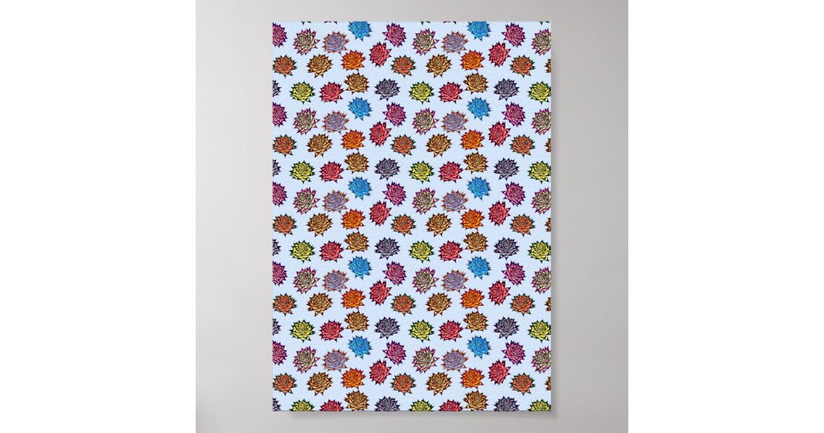 Spiked Rose Print, Modern Style Floral Pattern Poster | Zazzle