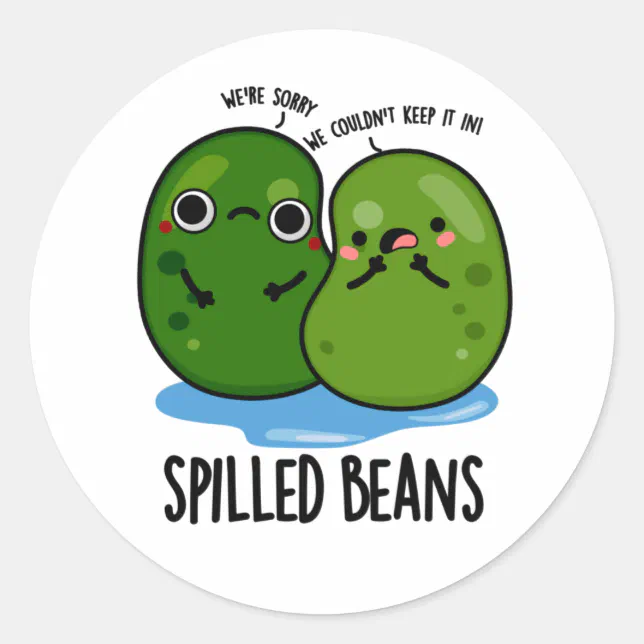 Spilled Beans Funny Veggie Bean Pun Classic Round Sticker | Zazzle