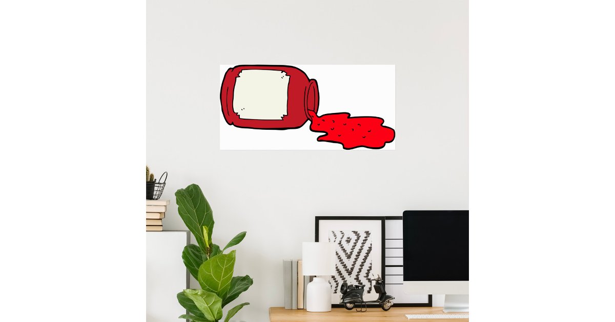 Spilled Jam Cute Red Jelly Jar Poster | Zazzle