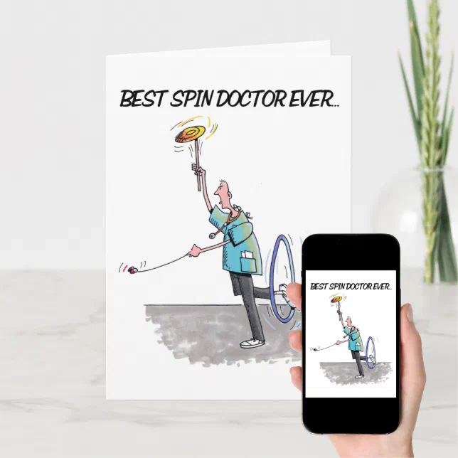 Spin Doctor cartoon greeting card | Zazzle