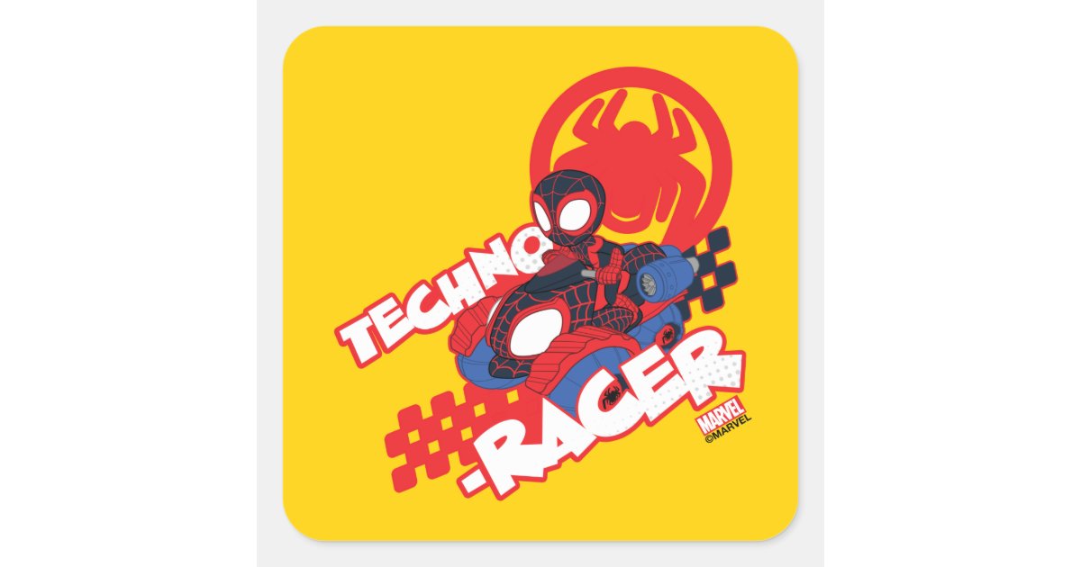 Spin Riding His Techno-Racer Square Sticker | Zazzle